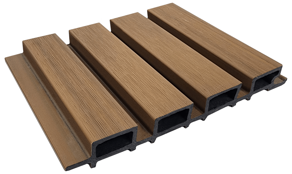 Panel Acanalado WPC Gold 3 Divisiones Teca 2.6x21x290cm – Plastimex